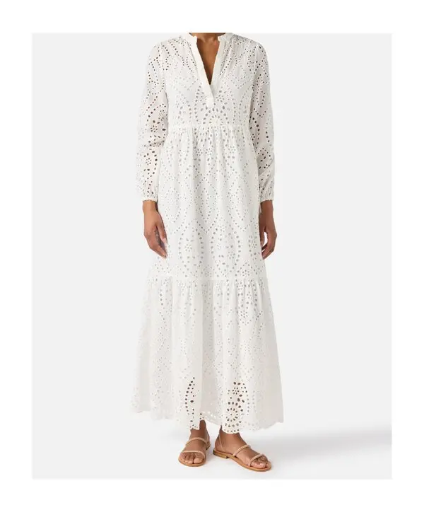 MC2 SAINT BARTH Sylvia Broderie-anglaise Tiered Maxi Dress