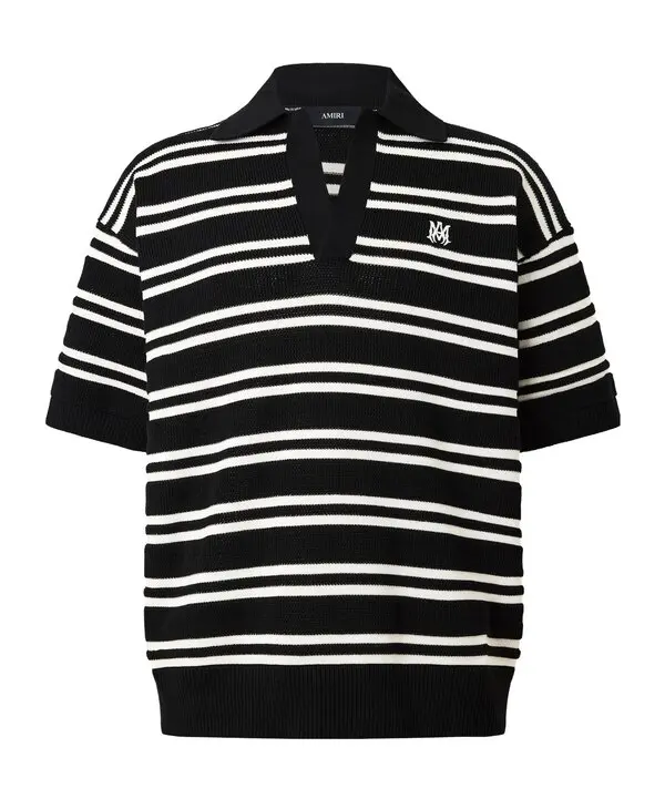 Amiri Striped Knit Polo Top