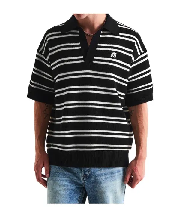 Amiri Striped Knit Polo Top