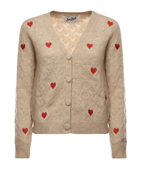 MC2 SAINT BARTH Long Sleeve Knitted Cardigan With Heart Detail - No