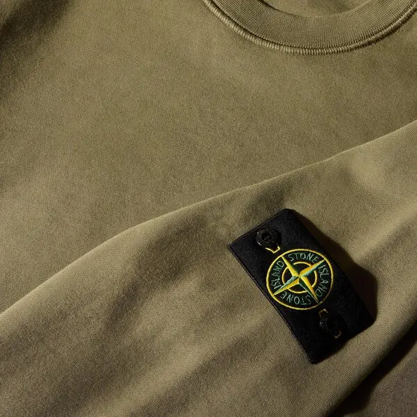 Stone Island Crew Neck Fleece Sweatshirt With Logo Patch - Green