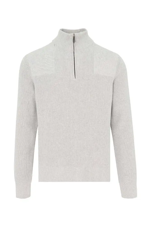 Belstaff Long-sleeved Knitwear With High Neck And Half-zip Closure