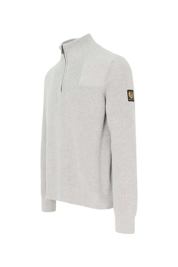 Belstaff Long-sleeved Knitwear With High Neck And Half-zip Closure