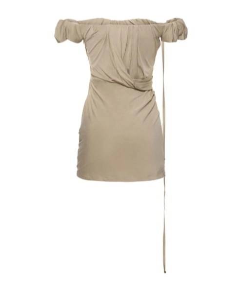 Jacquemus Off-shoulder Pleated Strap Detail Mini Dress