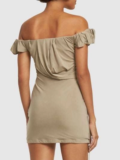 Jacquemus Off-shoulder Pleated Strap Detail Mini Dress