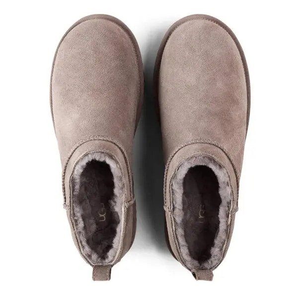 UGG Classic Ankle Boots With Sheepskin Lining - Gray