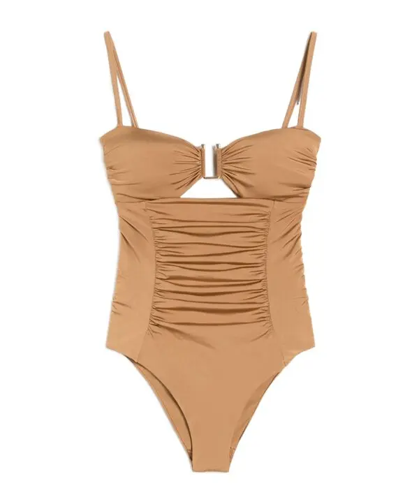 Max Mara Shiny Jersey Bandeau One-piece Swimsuit