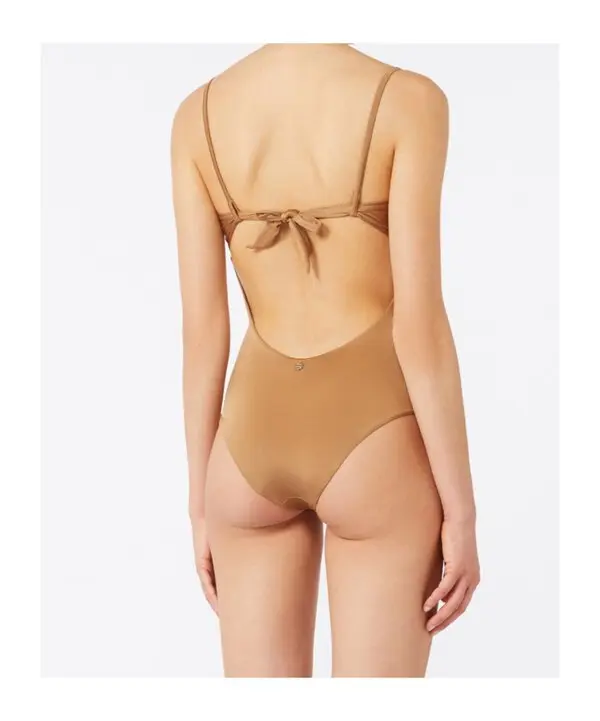 Max Mara Shiny Jersey Bandeau One-piece Swimsuit