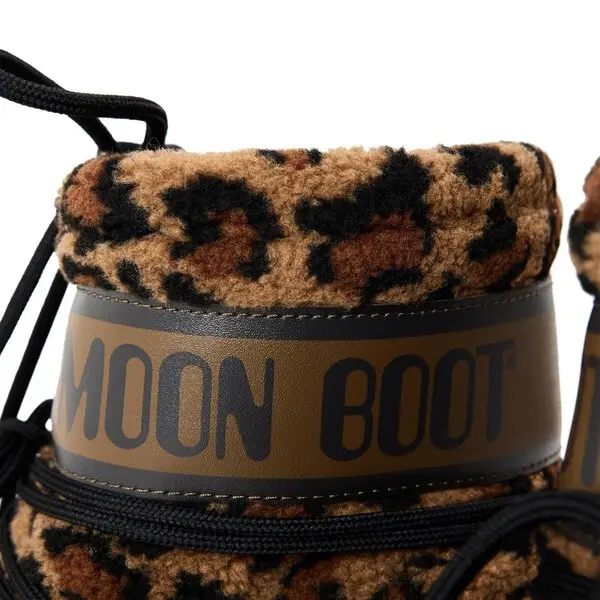 Moon Boot Leopard Print Fleece Lace-up Boots - Brown
