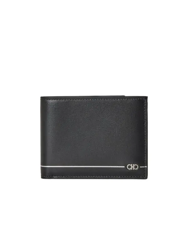 FERRAGAMO Smooth Leather Bifold Wallet - Black