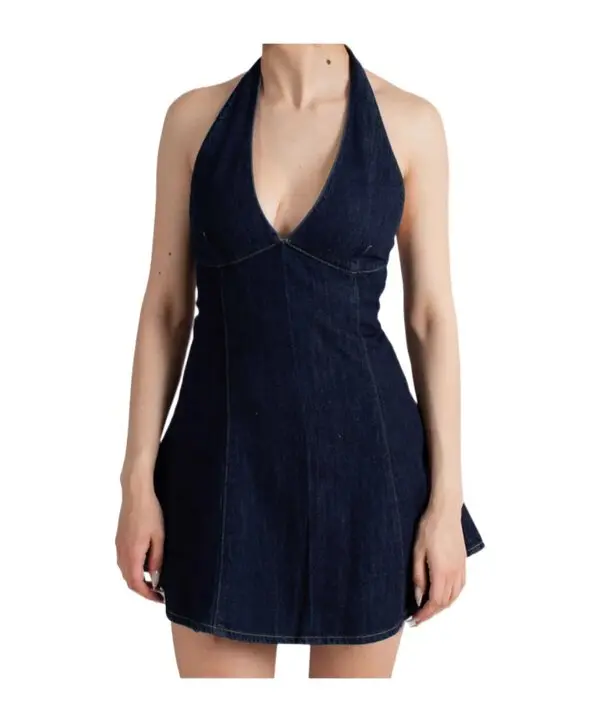 MC2 SAINT BARTH Halterneck Denim Mini Dress
