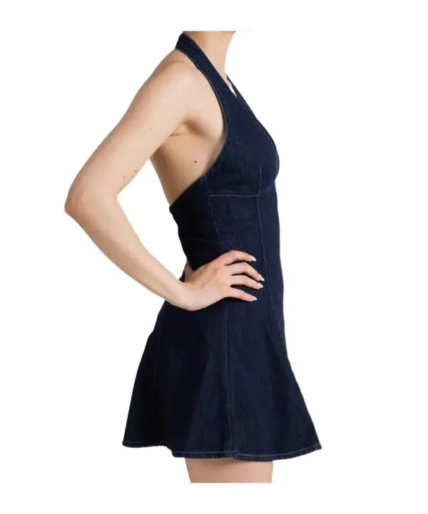 MC2 SAINT BARTH Halterneck Denim Mini Dress