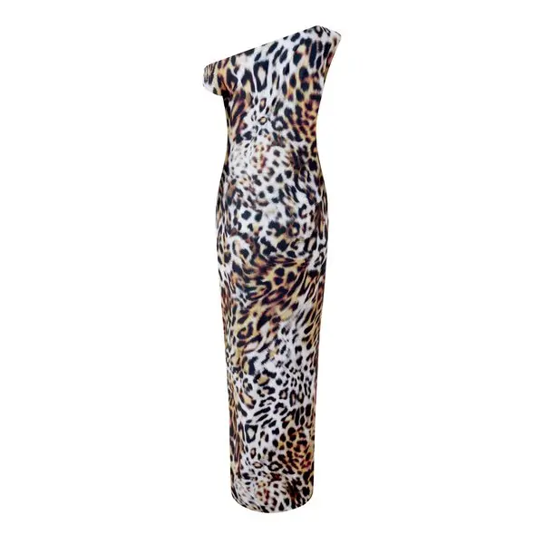 Norma Kamali Strapless Leopard Print Stretch Midi Dress