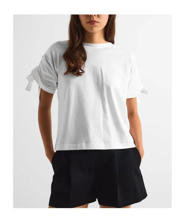 Givenchy Crew-neck Short-sleeve Top With Tied Cuffs