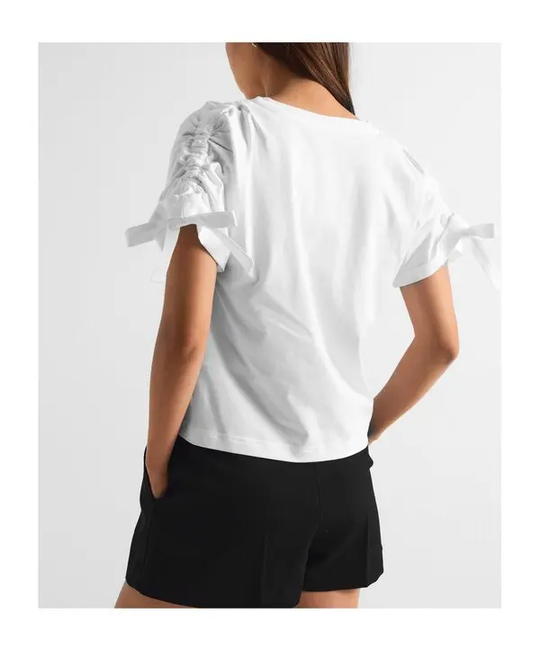 Givenchy Crew-neck Short-sleeve Top With Tied Cuffs
