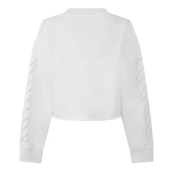 Off-White Cropped Crewneck Sweatshirt With Floral Graphic