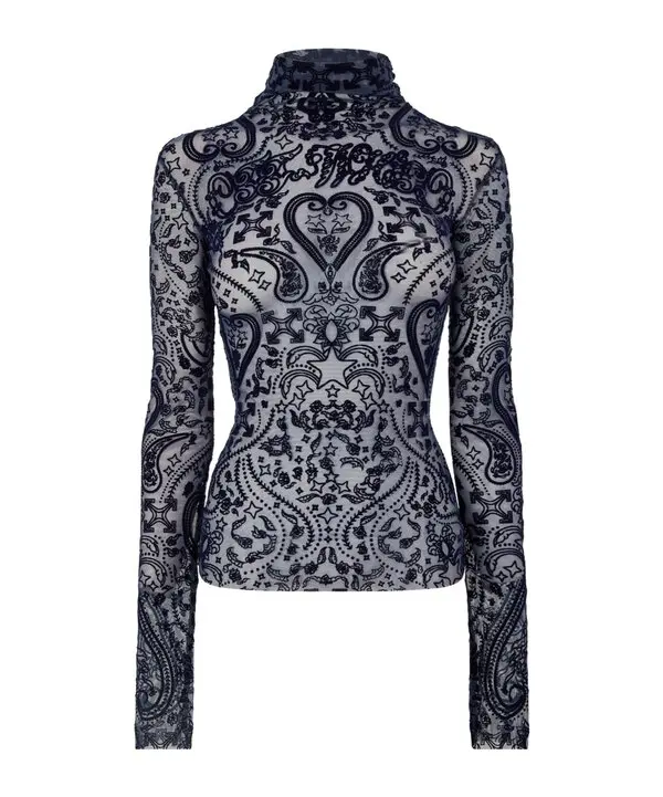 Off-White Lace Turtleneck Long Sleeve Top