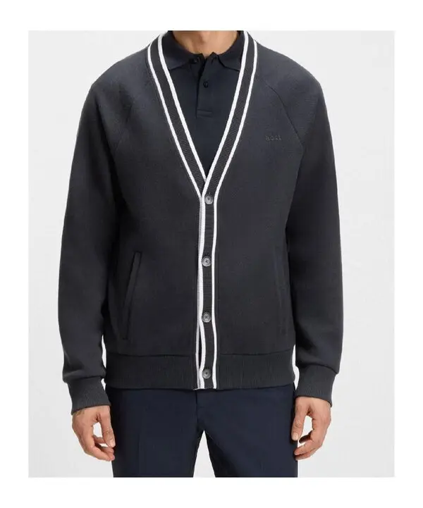 Hugo Boss Relaxed Fit Cardigan With V-neck And Button Closure