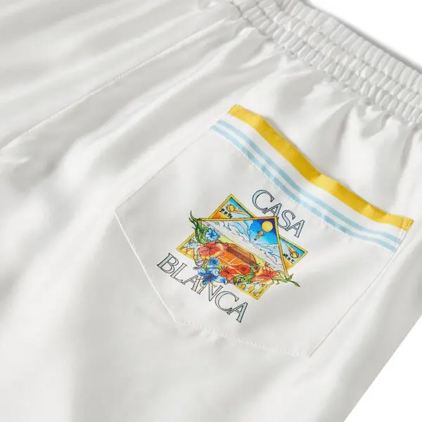 Casablanca Drawstring Athletic Shorts With Graphic Detail