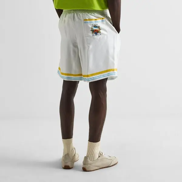 Casablanca Drawstring Athletic Shorts With Graphic Detail