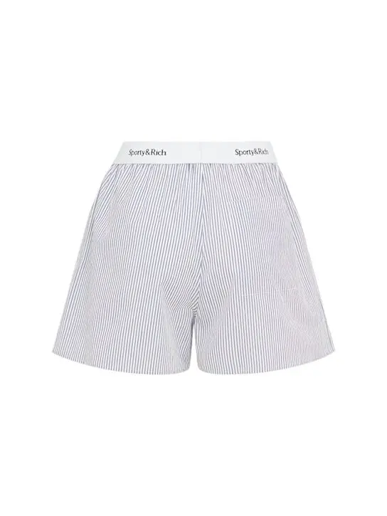 SPORTY  RICH Sporty & Rich Striped Shorts With Elastic Waistband And Logo Detail