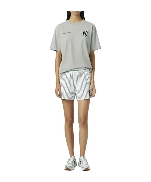 SPORTY  RICH Sporty & Rich Striped Shorts With Elastic Waistband And Logo Detail