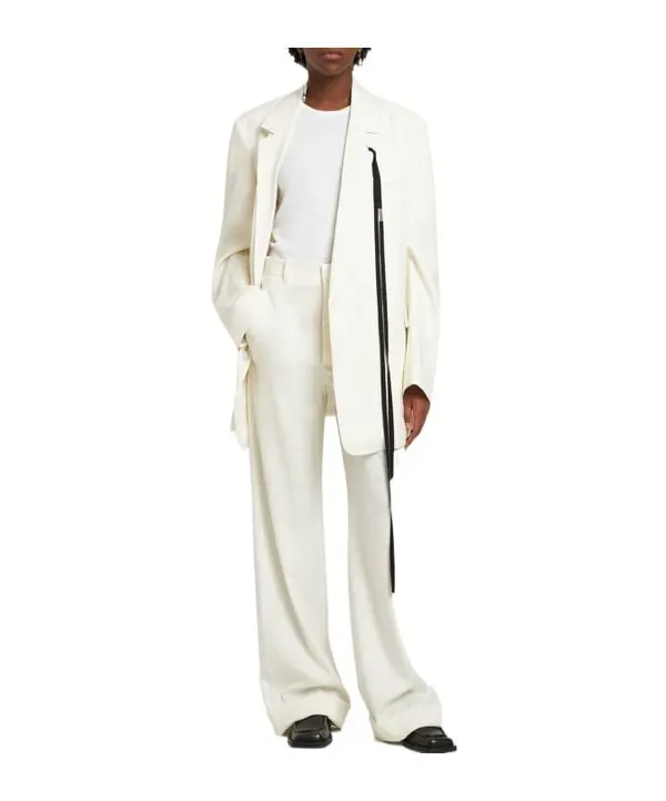 ANN DEMEULEMEESTER Agnes Wool Satin Asymmetrical Blazer