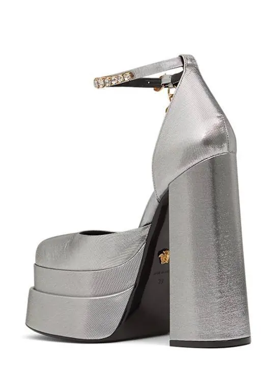 Versace Block Heel Mules With Ankle Strap