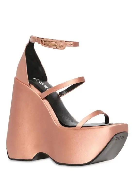 Versace 160mm Satin Wedge Sandal - No