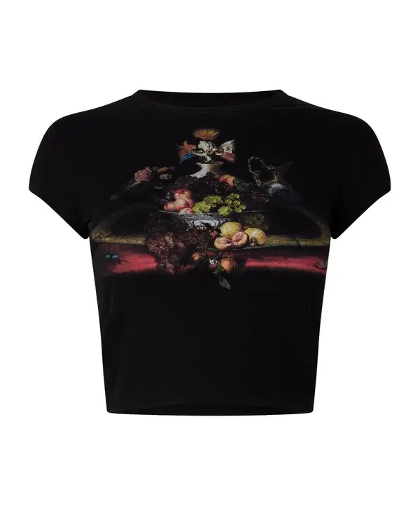 VIVIENNE WESTWOOD Print Cropped Shortsleeve Tshirt - Black