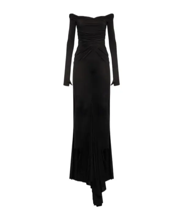 Giuseppe Di Morabito Off-the-shoulder Long Sleeve Draped Jumpsuit - Black