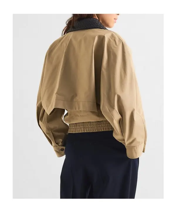 Bottega Veneta Beige Softshell Jacket With Leather Trim
