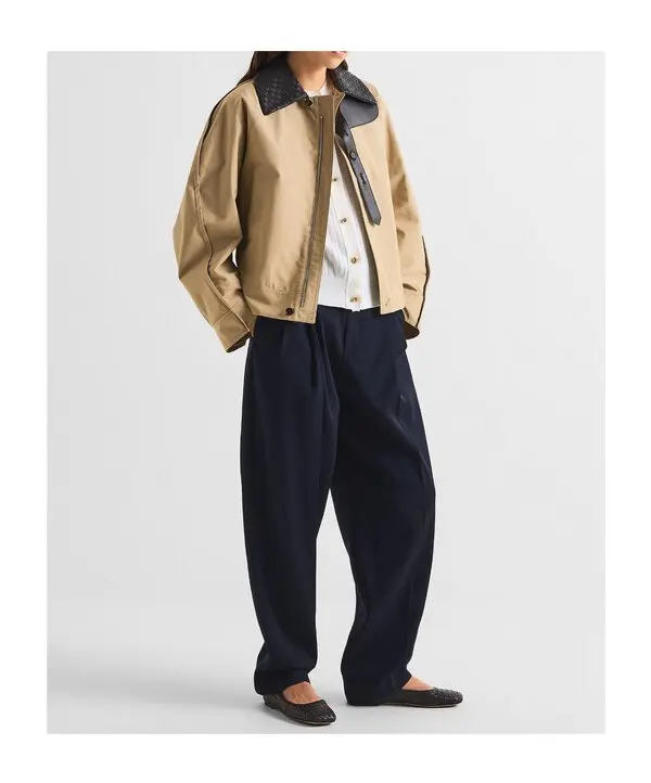 Bottega Veneta Beige Softshell Jacket With Leather Trim