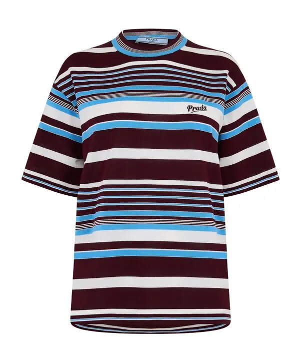 Prada Color-block Striped Short Sleeve Tee - Brown