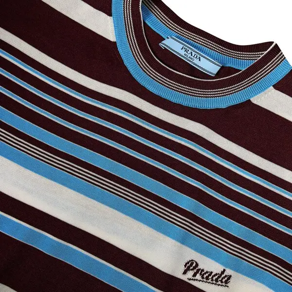 Prada Color-block Striped Short Sleeve Tee - Brown