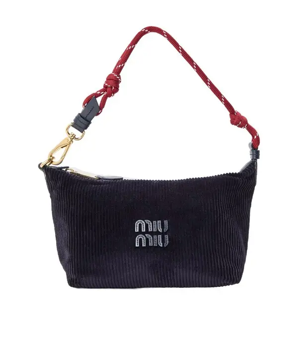 Miu Miu Corduroy Mini Hobo Bag - Black