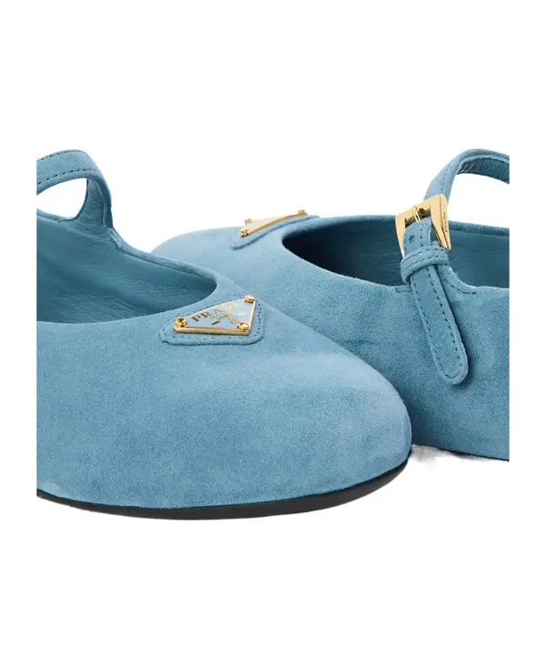 Prada Triangle Logo Suede Ballerinas