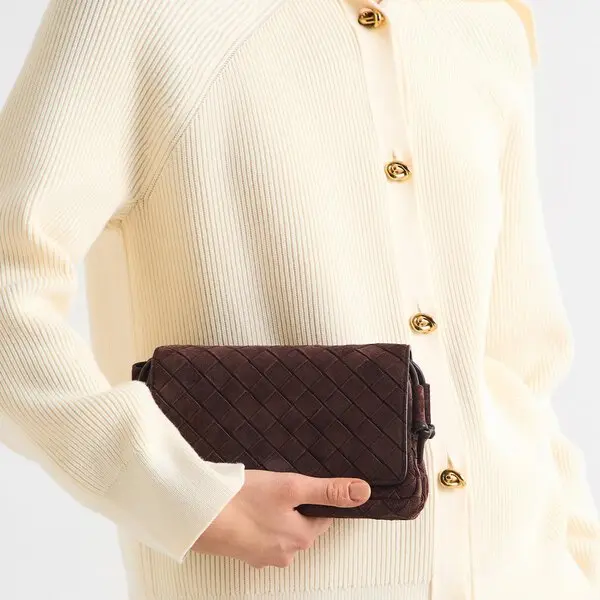 Bottega Veneta Woven Suede Clutch Bag