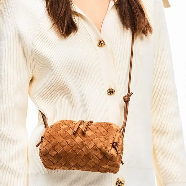 Bottega Veneta Woven Suede Crossbody Bag