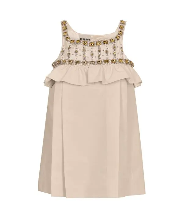 Miu Miu Embellished Mini Dress - Nude