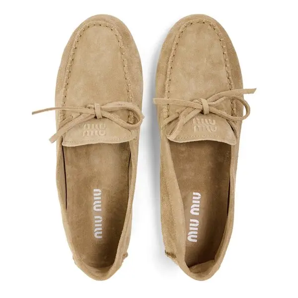 Miu Miu Suede Loafers With Bow Detailing