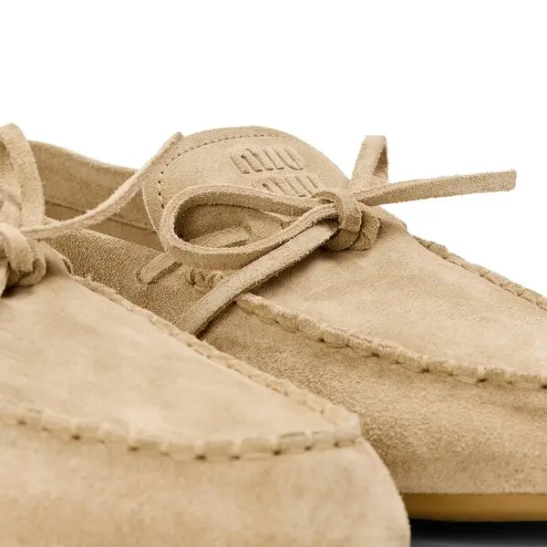 Miu Miu Suede Loafers With Bow Detailing