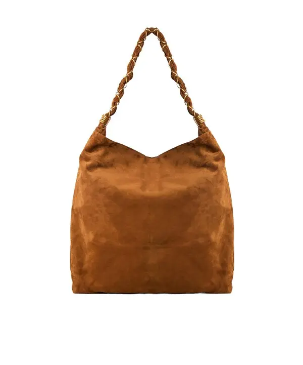 Saint Laurent Suede Tote Bag With Chain Strap Detail