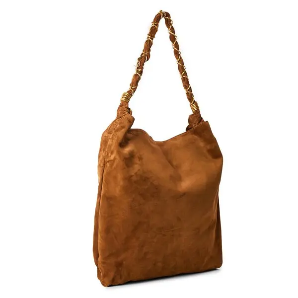 Saint Laurent Suede Tote Bag With Chain Strap Detail