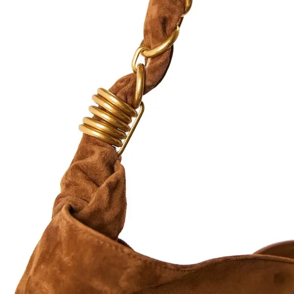 Saint Laurent Suede Tote Bag With Chain Strap Detail