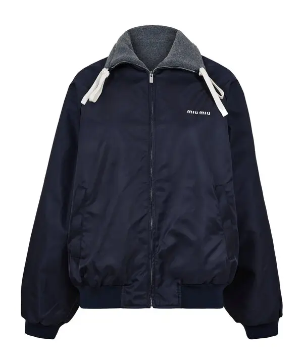 Miu Miu Zip-up Nylon Bomber Jacket