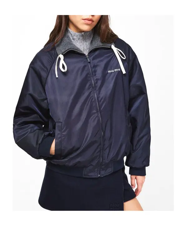 Miu Miu Zip-up Nylon Bomber Jacket