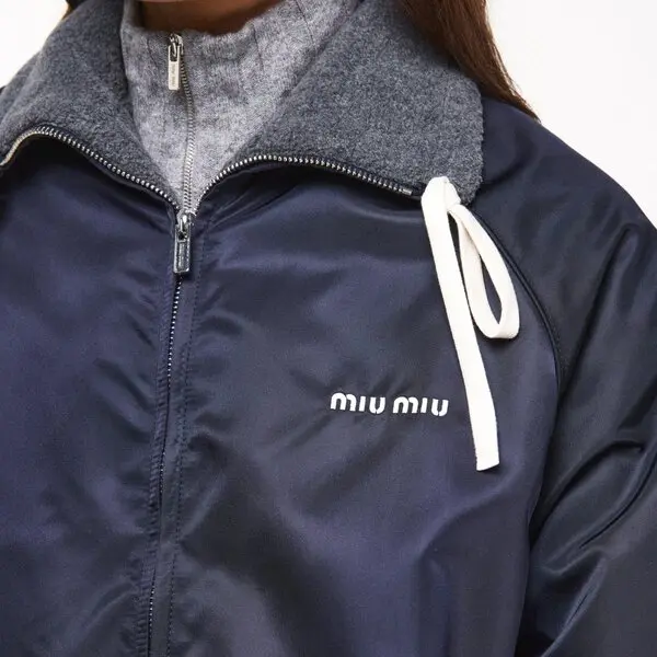 Miu Miu Zip-up Nylon Bomber Jacket
