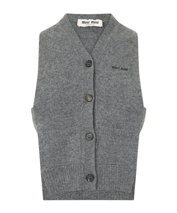 Miu Miu Knitted Sweater Vest - Gray