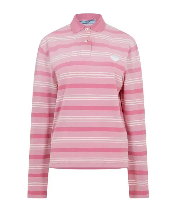 Prada Striped Long Sleeve Polo Shirt - No